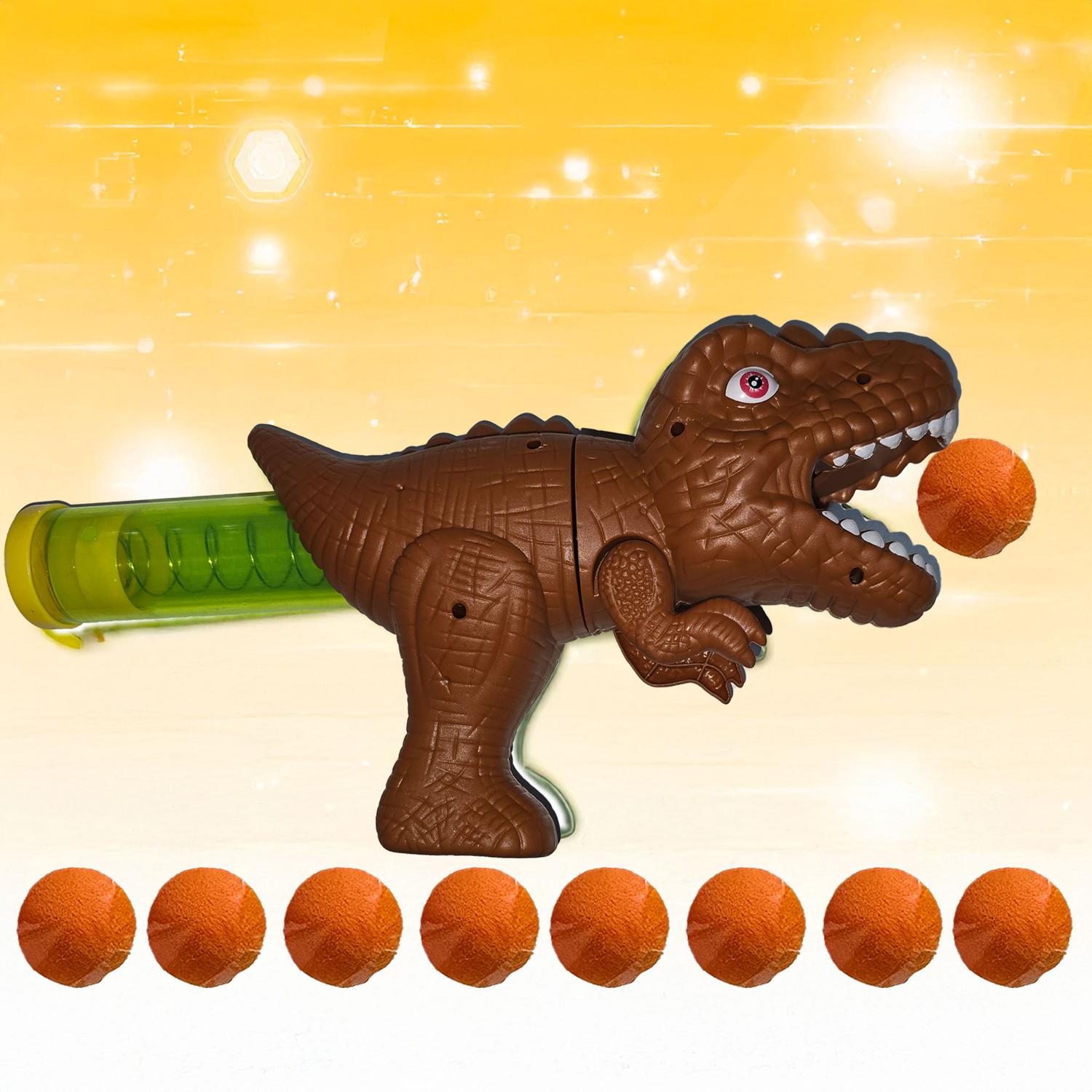 Ripley - DINOPISTOLA DE AIRE A PRESIÓN+9 PELOTAS DINOSAURIO CAFE