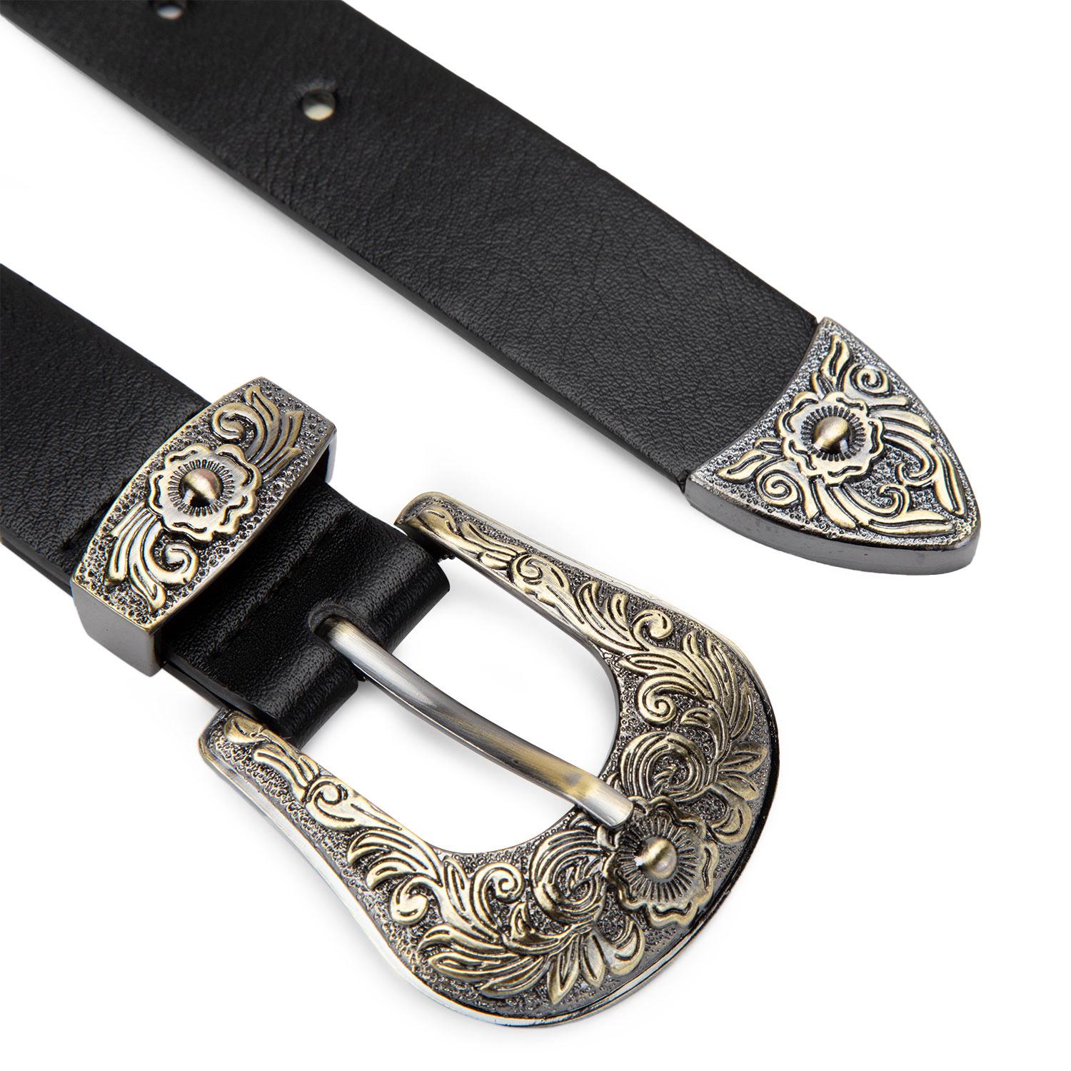 CINTURON CUERO GACEL NEGRO ANCHO 3 CMS