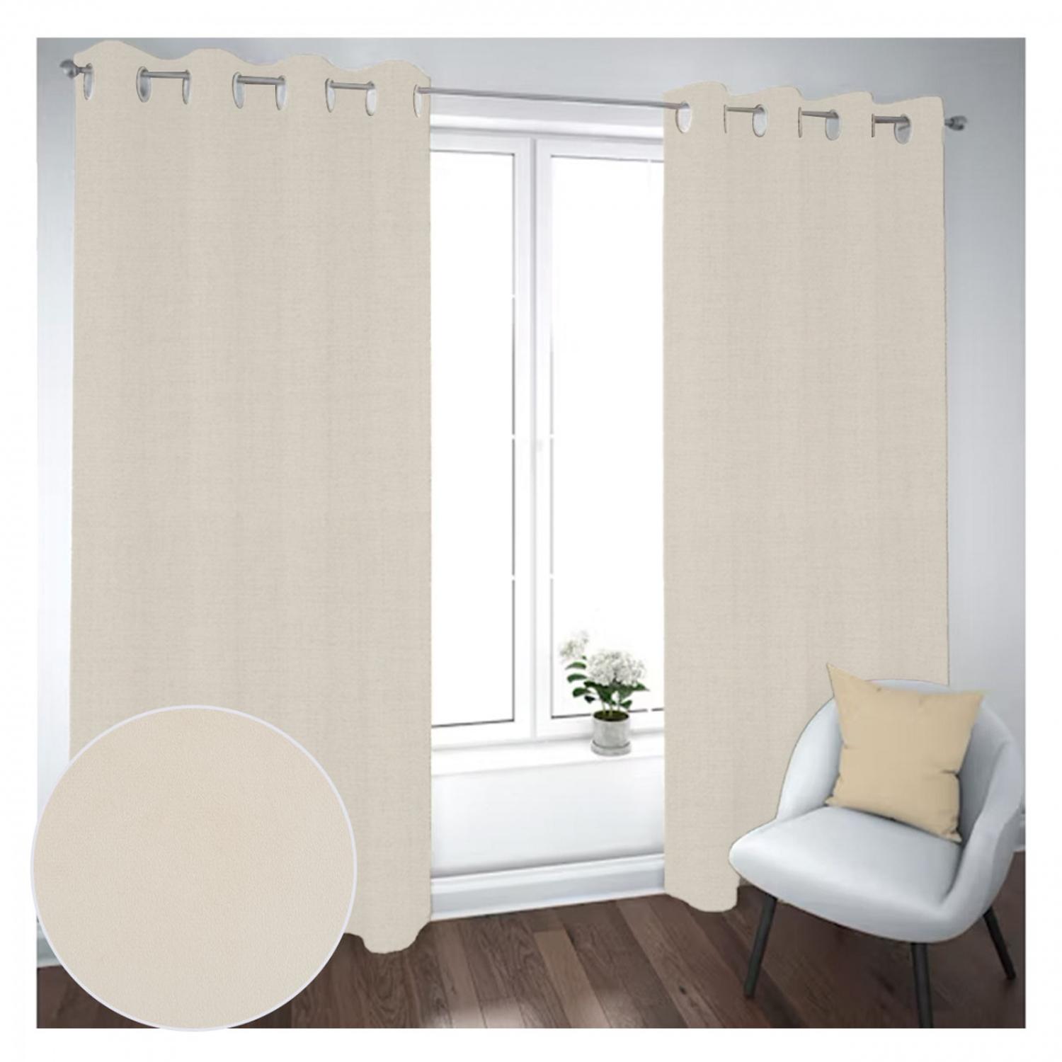 Ripley - CORTINA BLACK OUT 2 PAÑOS DECORATIVA COLOR CREMA N°126 (140X225)