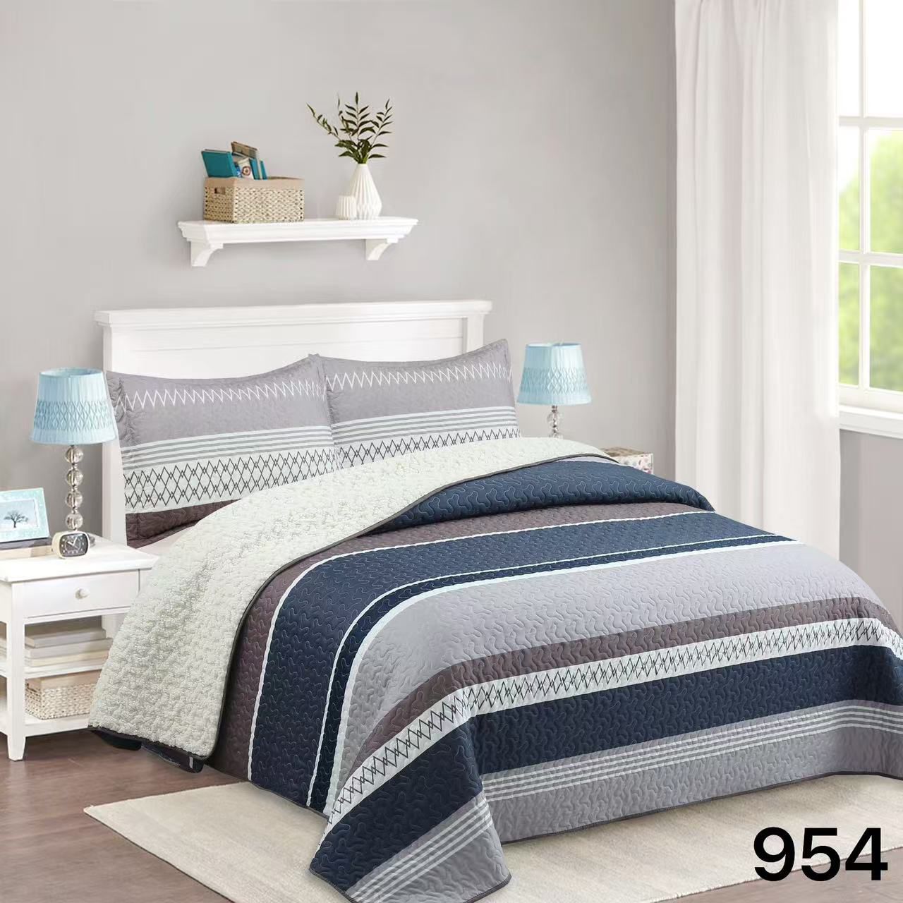 CUBRECAMA QUILT SHERPA 2 PLAZAS - GRIS MATIZ M954