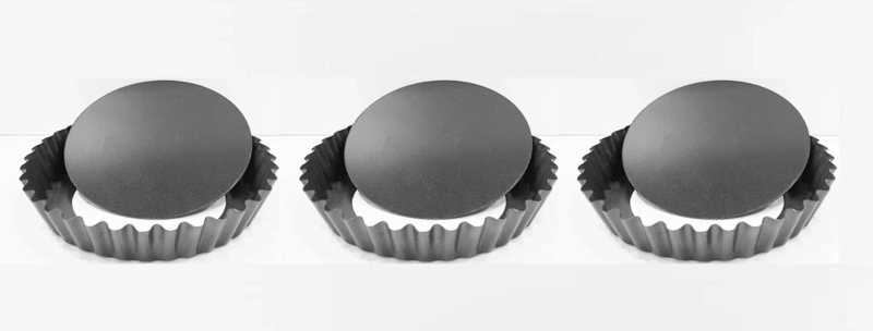 PACK X3 MOLDES TARTALETA DESMONTABLE TARTA INDIVIDUAL 12CM GRIS