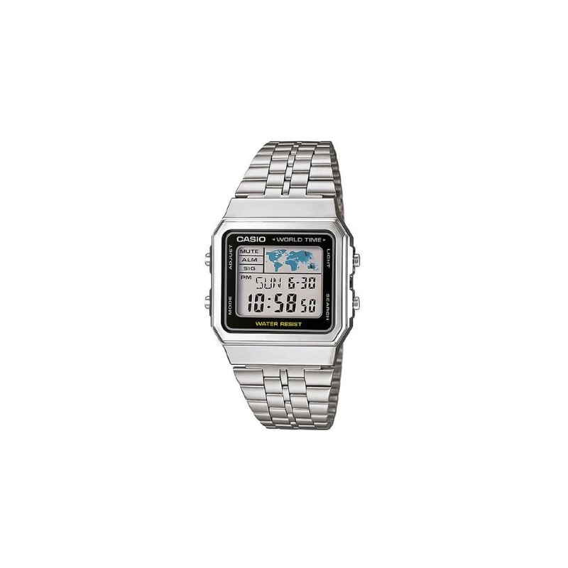 RELOJ WORLD TIME CASIO VINTAGE A500WA-1DF PLATEADO