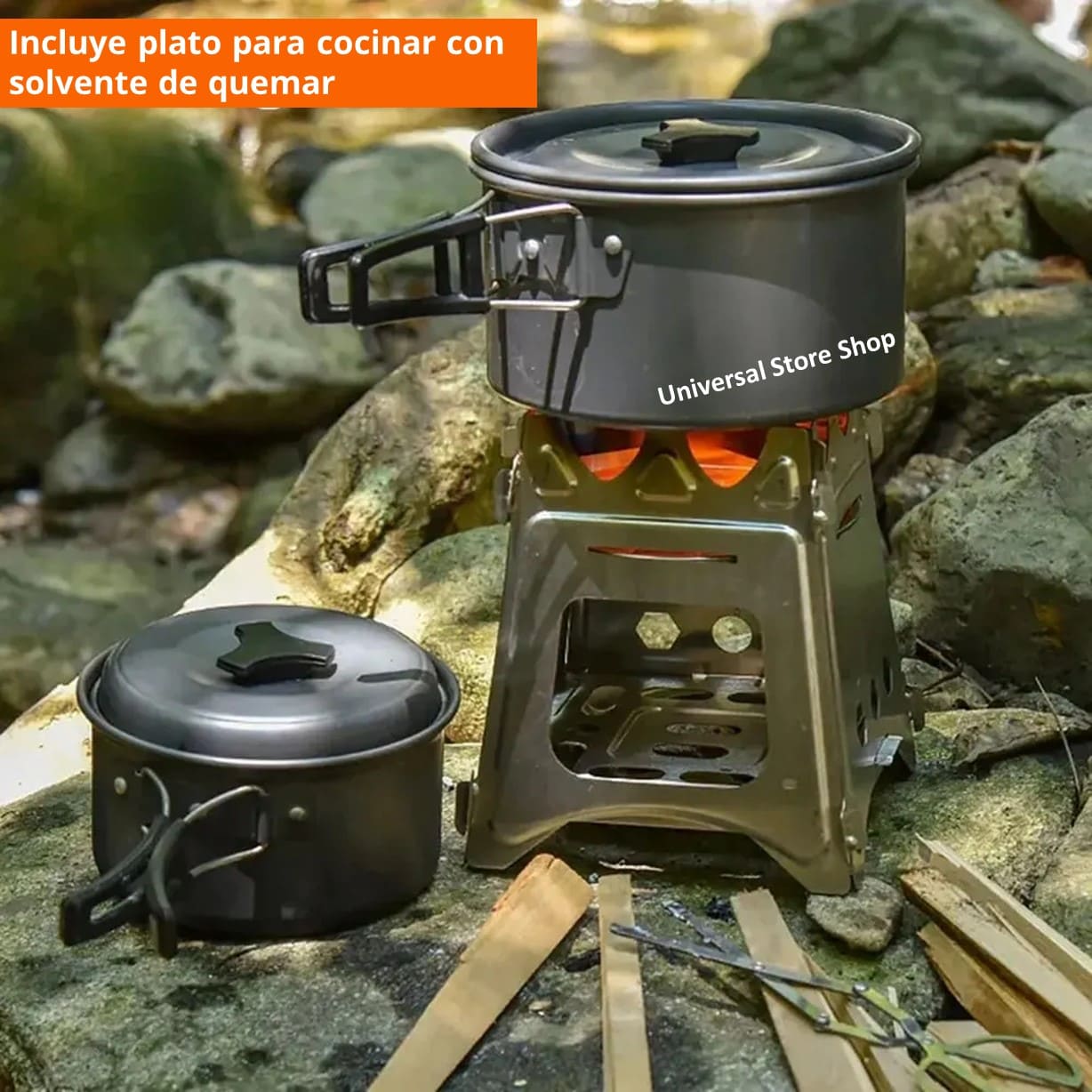 COCINILLA CAMPING COCINA PORTÁTIL ESTUFA LEÑA CARBÓN ACAMPAR