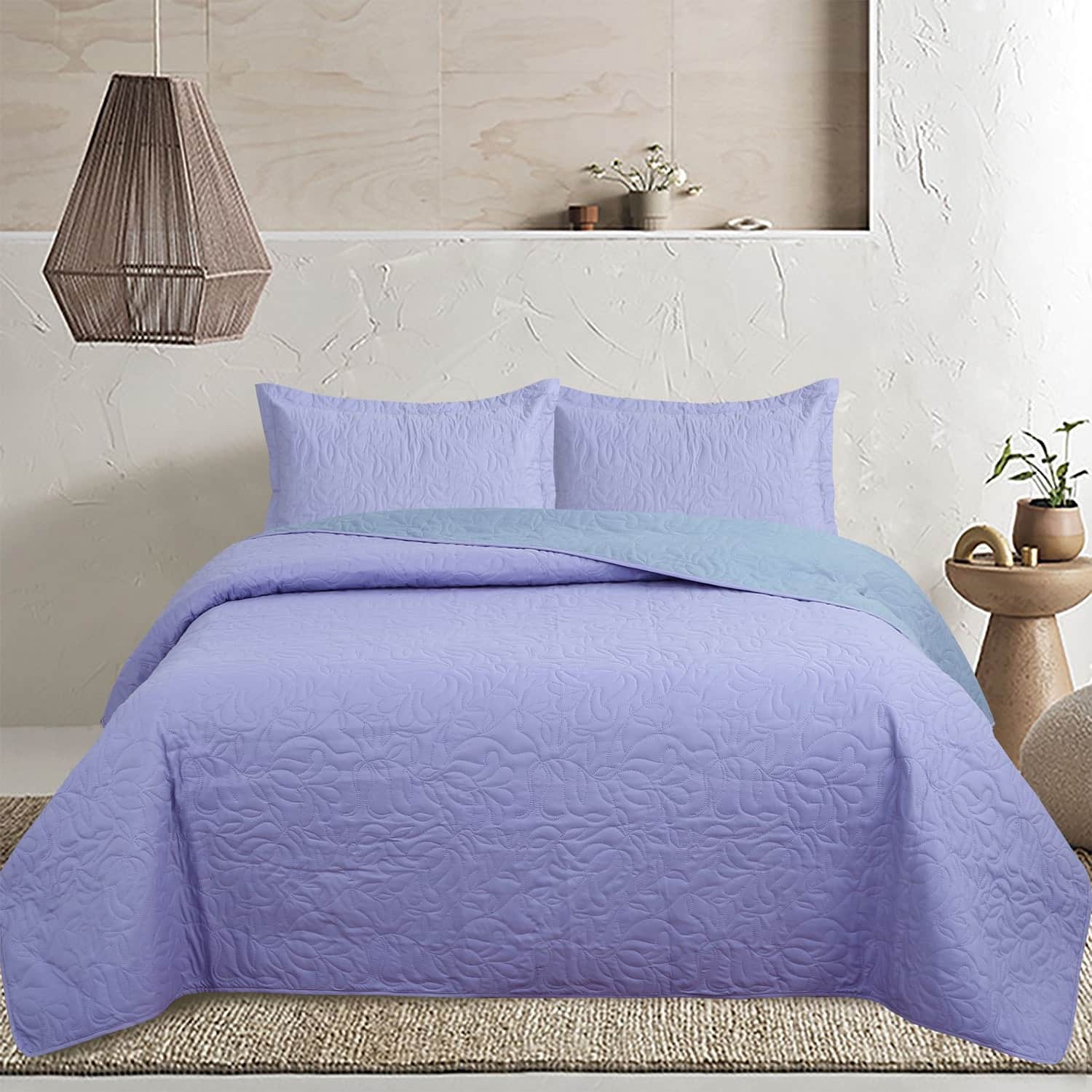CUBRECAMA B&B MORADO LISO QUILT 1.5 P
