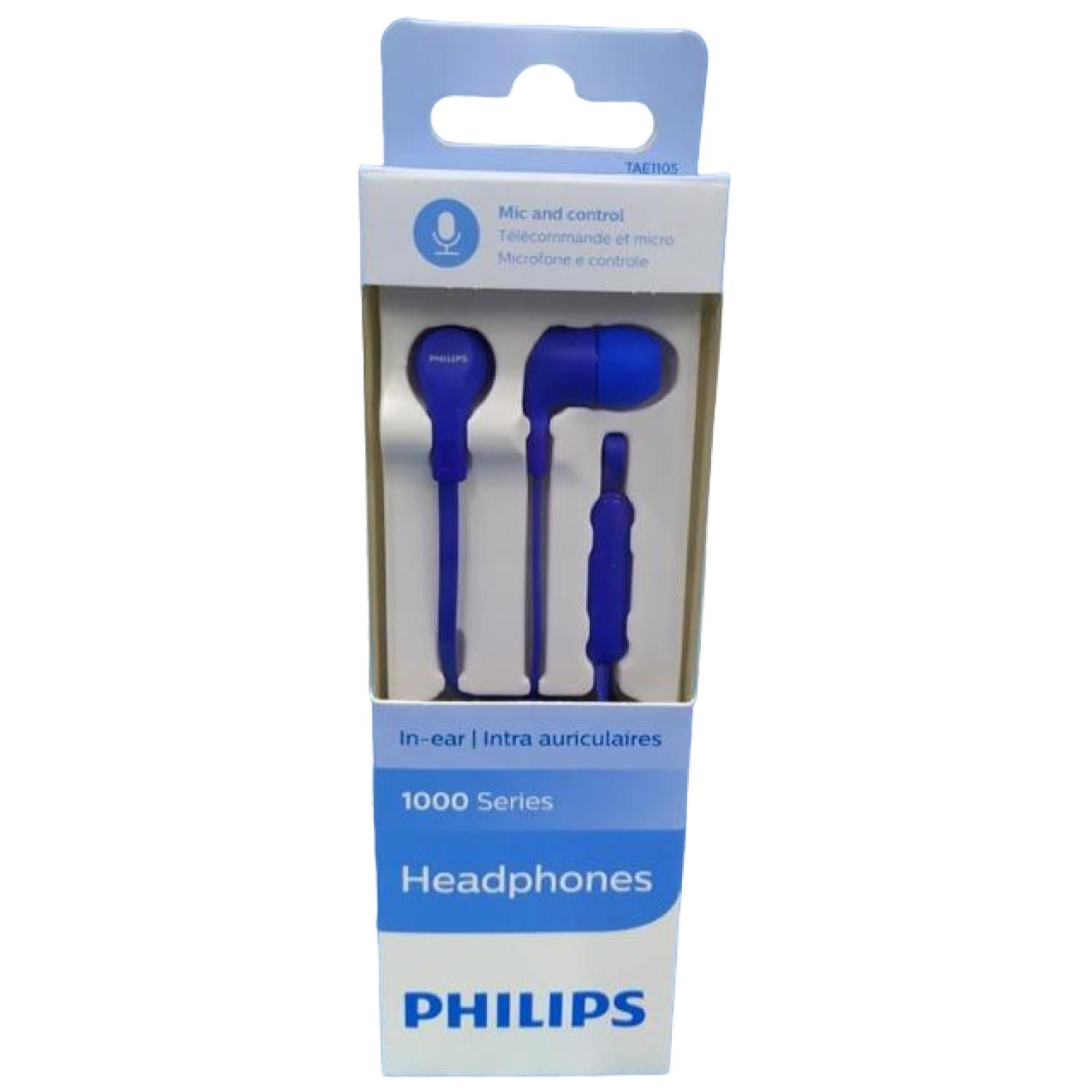 AUDÍFONOS PHILIPS IN EAR MANOS LIBRES TAE1105 AZUL CONECTOR JACK 3.5MM