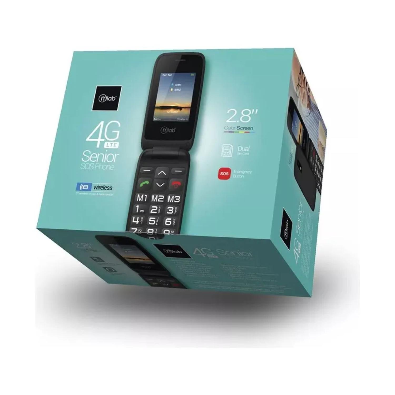 TELEFONO SENIOR TIPO ALMEJA 4G EN COLOR NEGRO SHELL 9204 MLAB