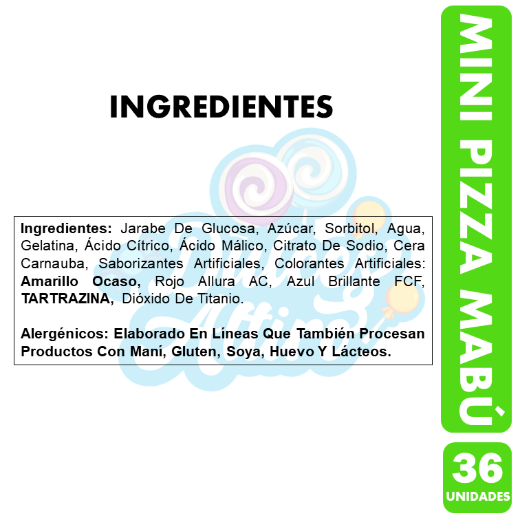 Ripley - GOMITAS EN FORMA DE MINI PIZZA MABU (BOLSA CON 36 UNIDADES)