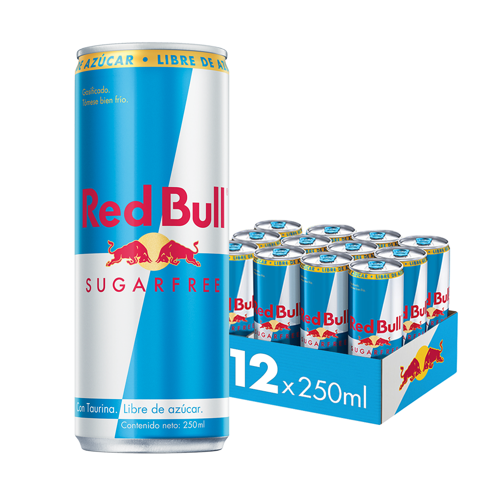 PACK BEBIDA ENERGETICA SIN AZUCAR RED BULL LATA ABREFACIL 250 ML 12 UN