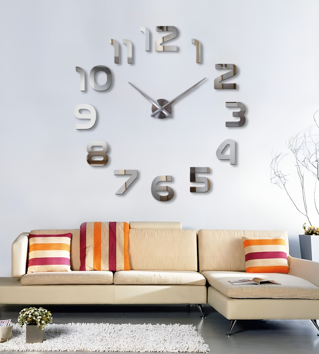 Ripley - RELOJ PARA PARED 3D GRANDE PLATEADO GRAN DISEÑO MODERNO JHN