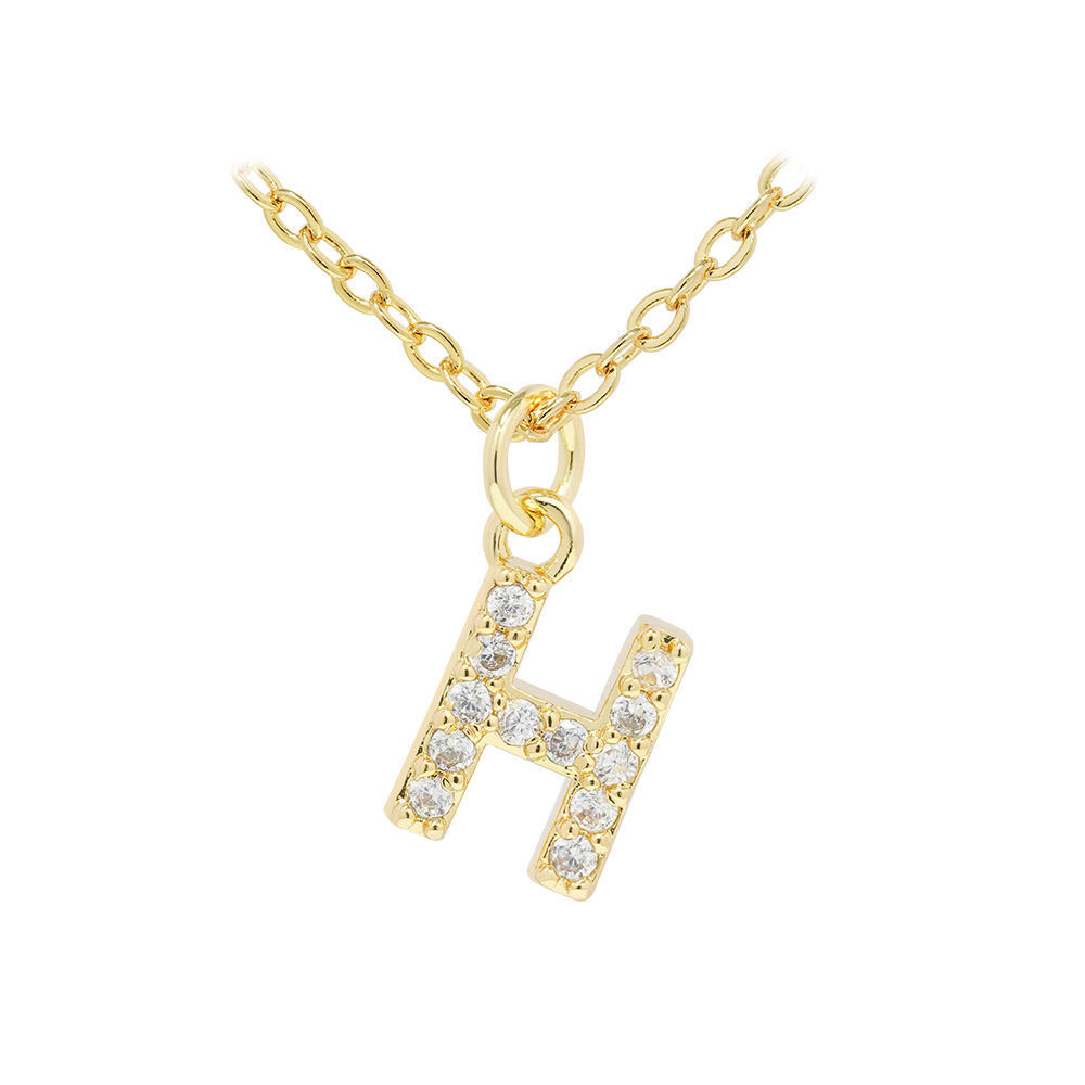 COLLAR LUX JOYAS BAÑO ORO 18K LETRA INICIAL H BRILLITOS