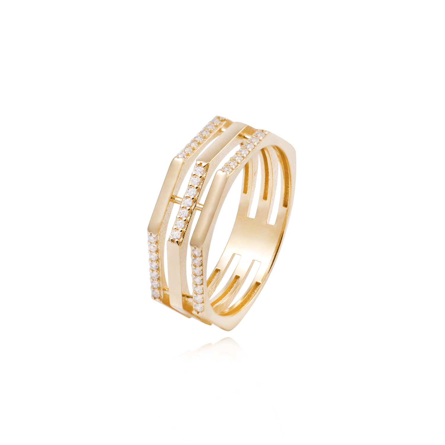 Ripley - ANILLO DE ORO 18KT 7 CIRCONITAS 5 CARAS