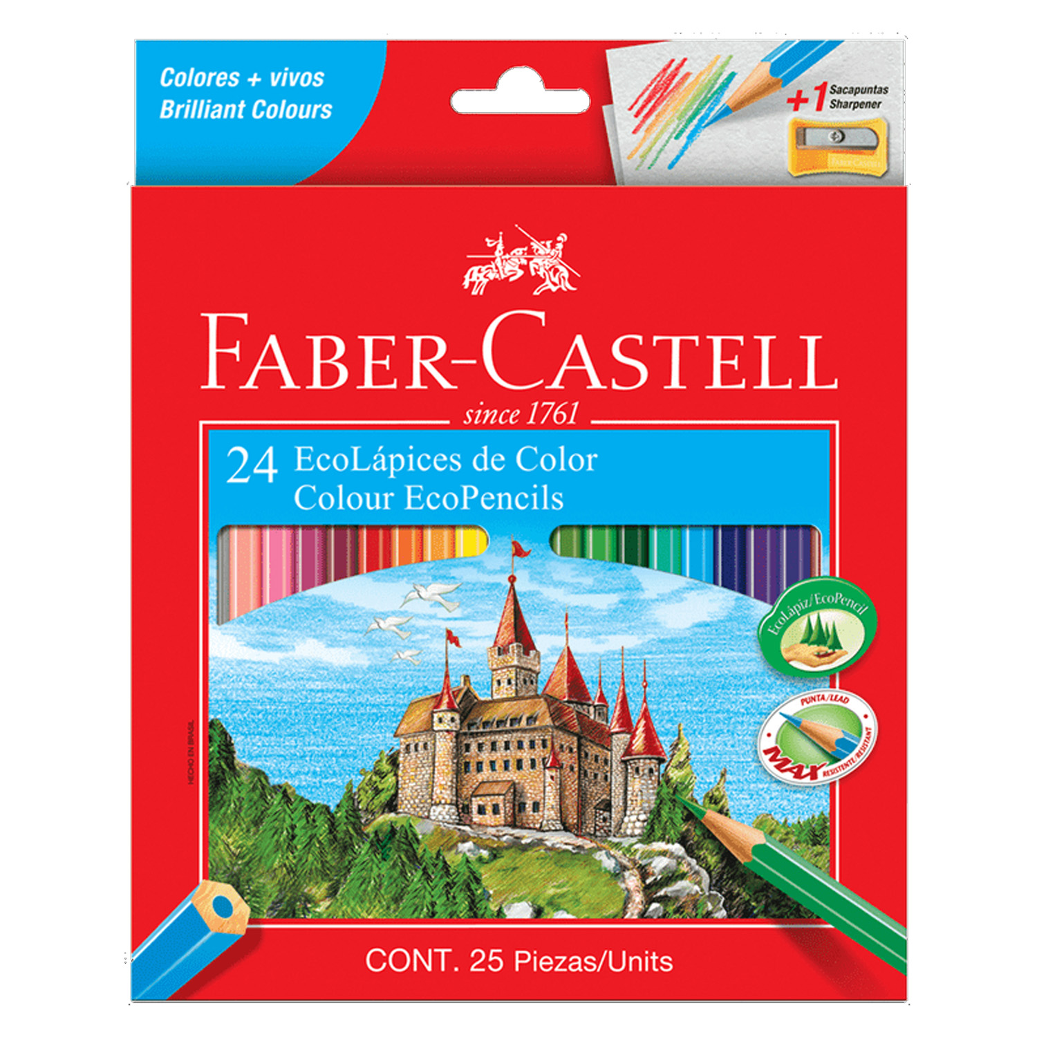 LÁPICES DE COLORES FABER-CASTELL ECO 24 UNIDADES + SACAPUNTAS