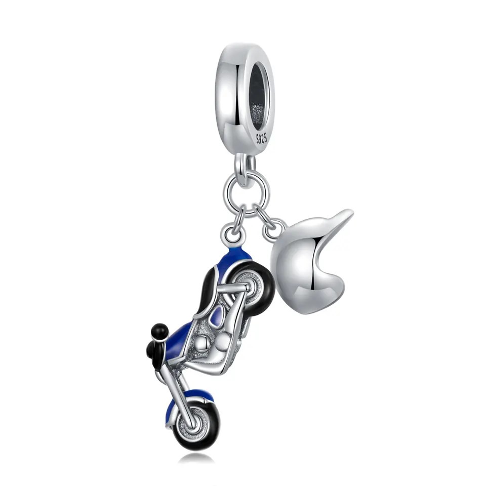 Ripley - CHARM DIJE PLATA 925 MOTO AZUL Y CASCO