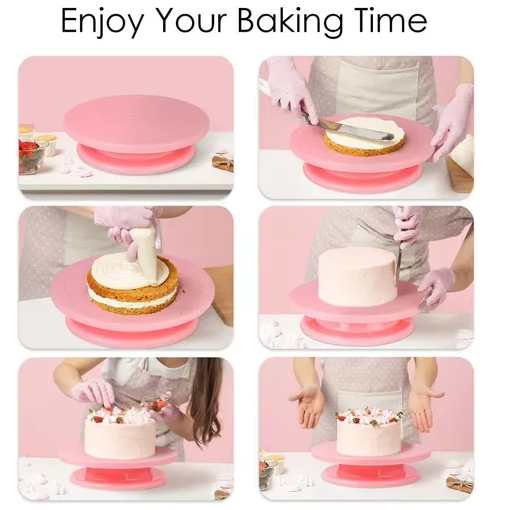 BASE PARA DECORAR TORTAS PLATO GIRATORIO ROSADO