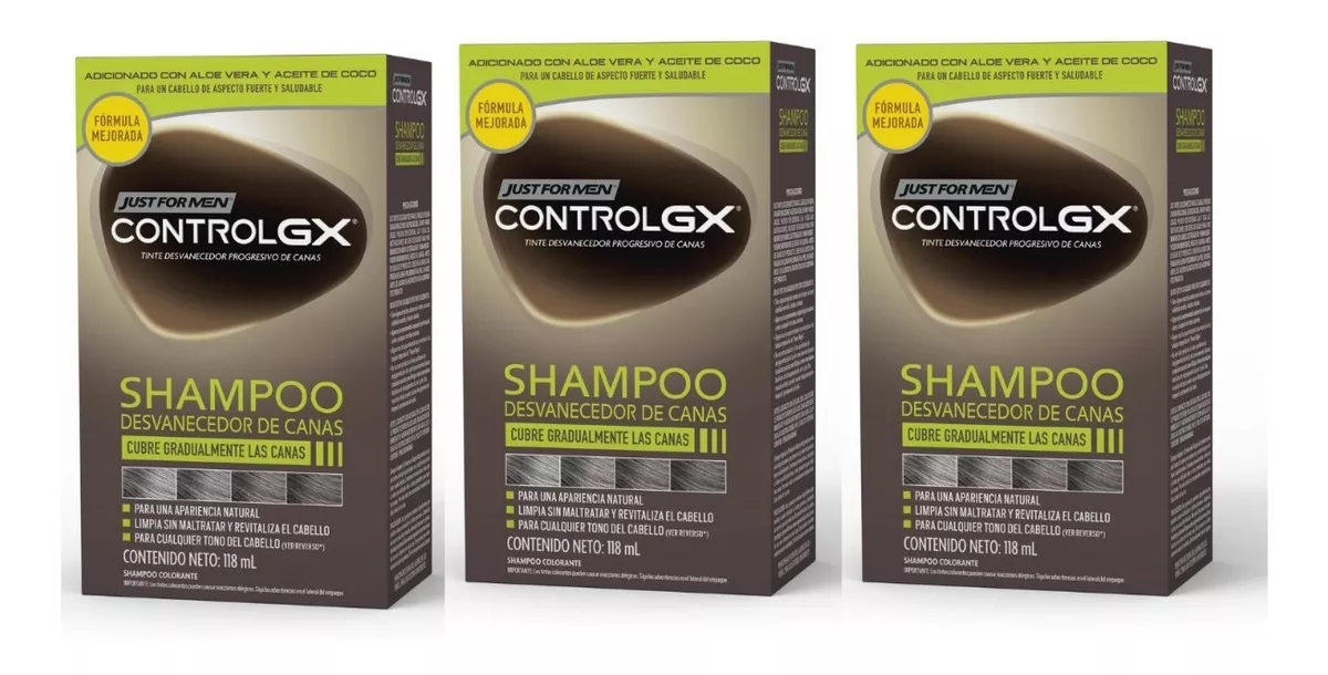 PACK X3JUST FOR MEN CONTROL GX SHAMPOO DESVANECEDOR DE CANAS