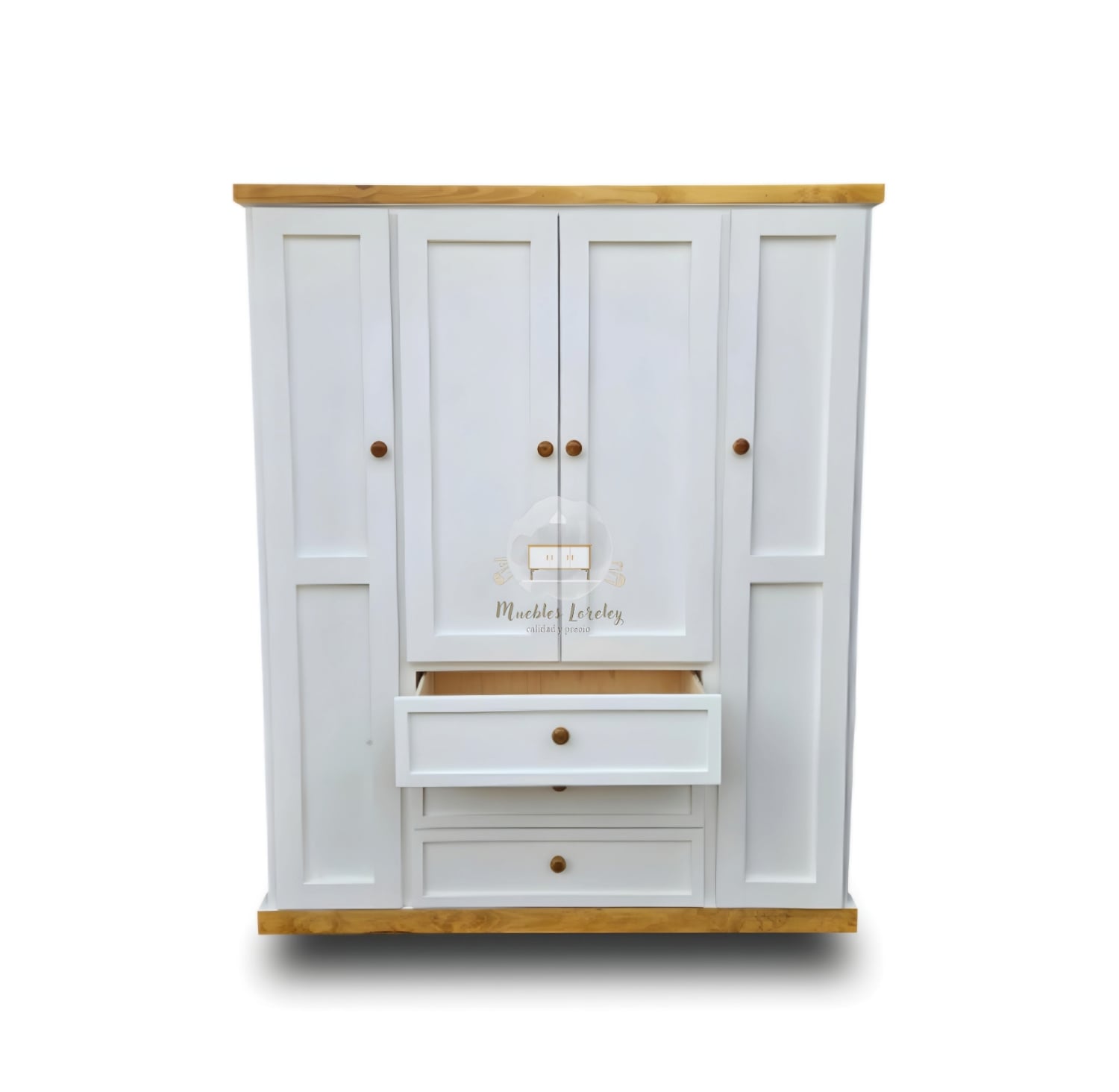 GRAN CLÓSET MUEBLES LORELEY MADERA BLANCO 4 CUERPOS