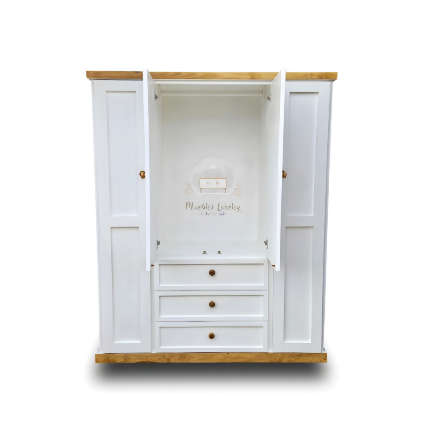GRAN CLÓSET MUEBLES LORELEY MADERA BLANCO 4 CUERPOS