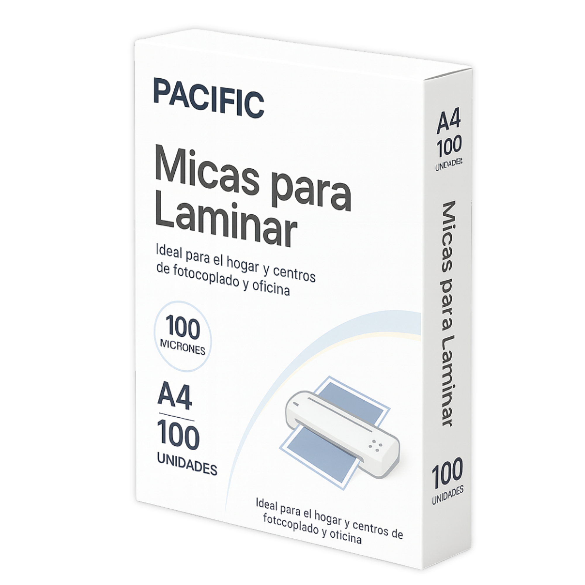 PACK X100 MICAS PARA TERMOLAMINAR PACIFIC COLOR DE 100 MICRONES TAMAÑO A4