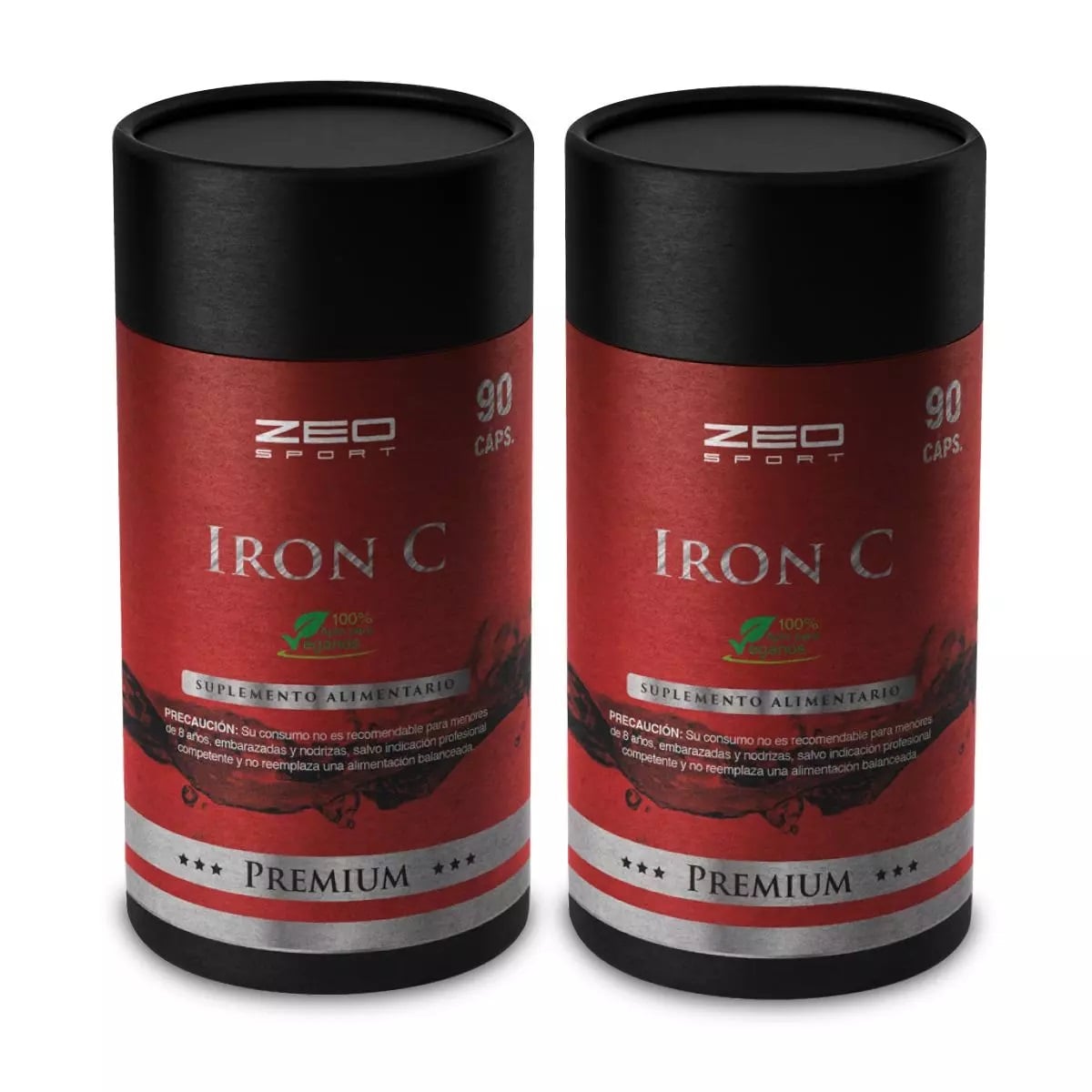 PACK 2 LÍNEA PREMIUM IRON C. HIERRO + VITAMINA C 90 CAPSULAS C/U