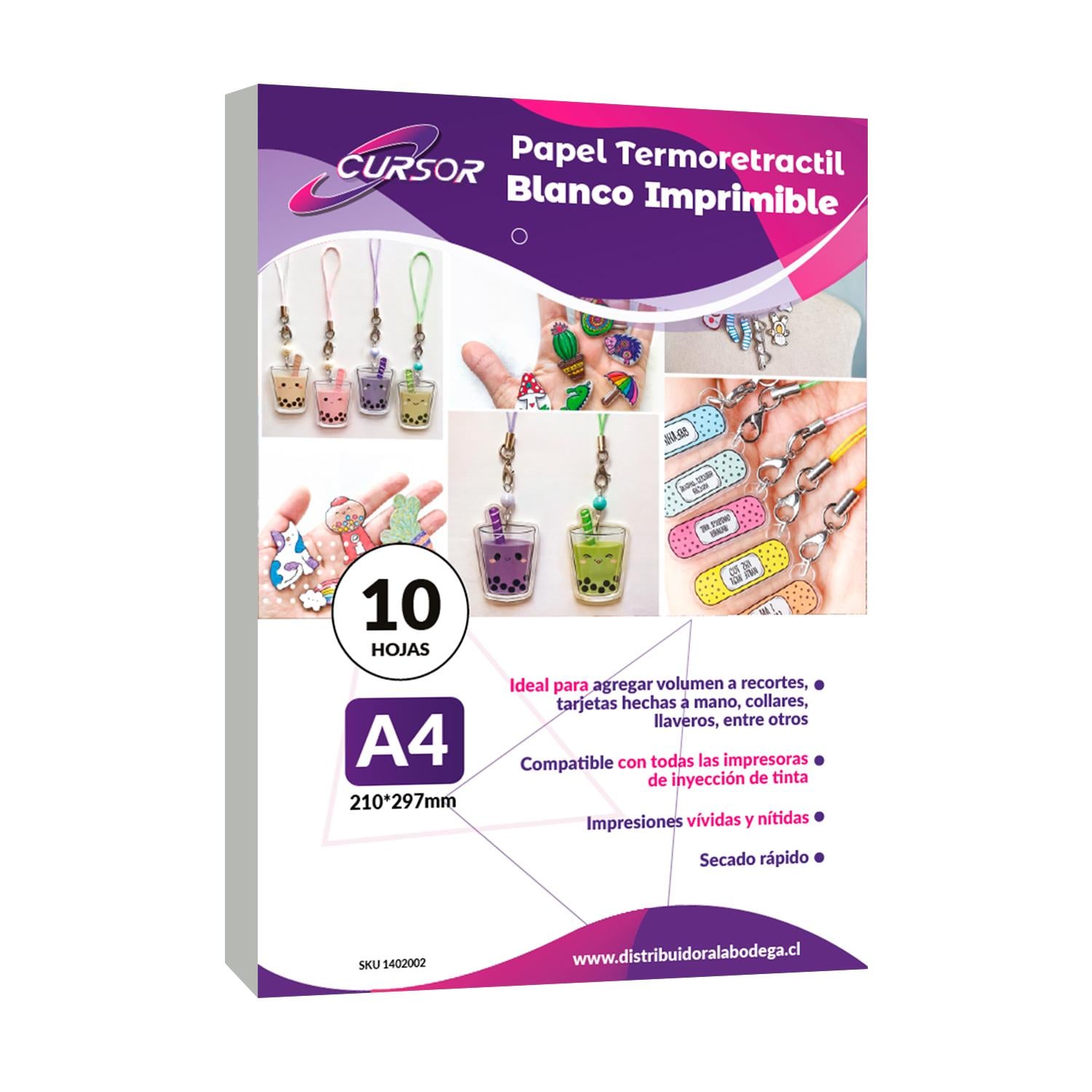 PAPEL TERMORETRACTIL BLANCO IMPRIMIBLE A4 10 HOJAS TAMAÑO A4