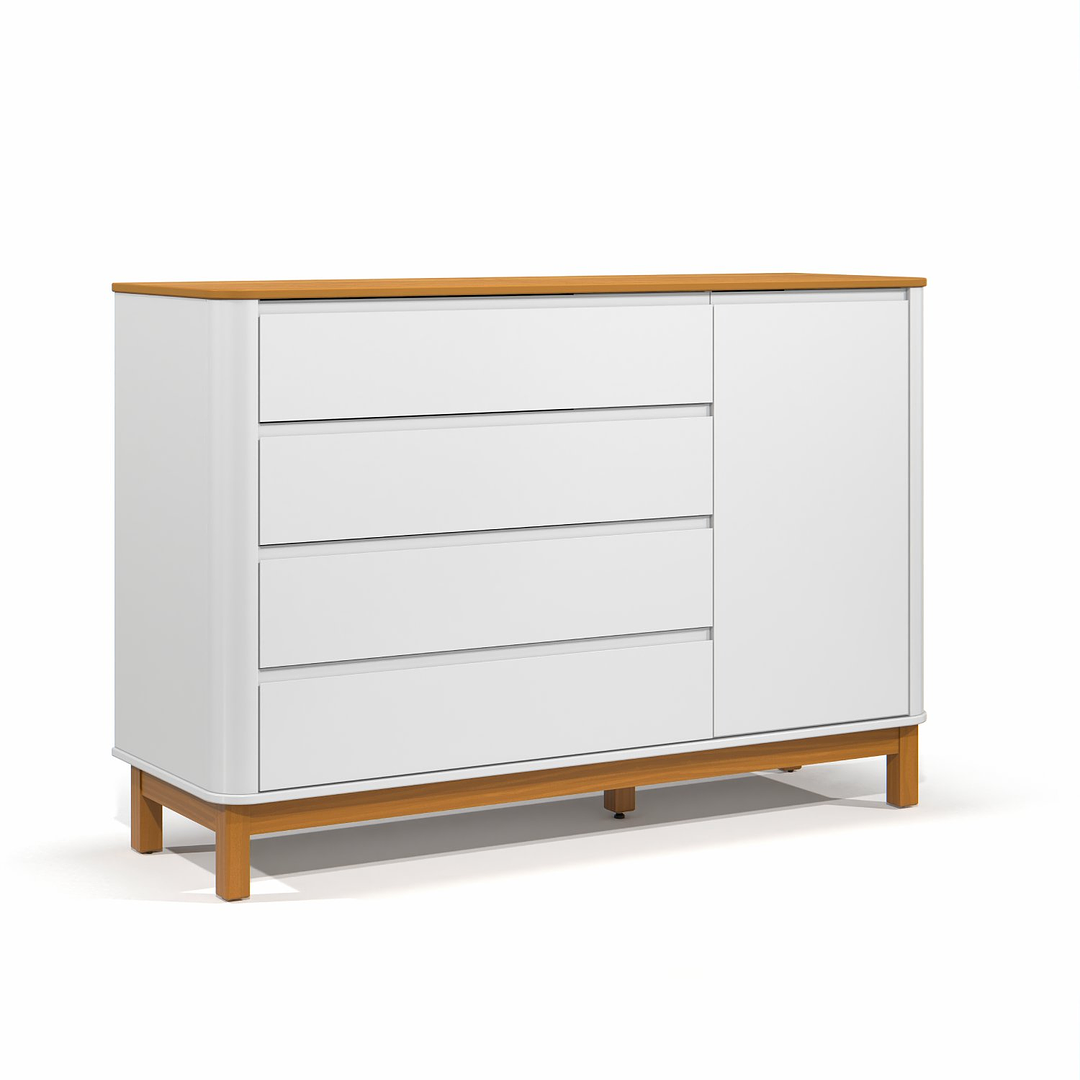 COMODA FLOW LAQUEADA BLANCA ECO WOOD