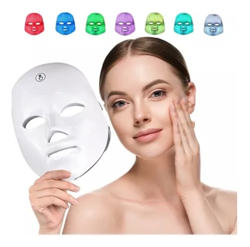 MÁSCARA DE TERAPIA DE LUZ FACIAL LED 7 COLORES FOTOTERAPIA