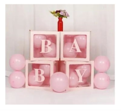 Ripley - SET 4 CAJAS CUBO PARA DECORACIÓN DE BABY SHOWER CON GLOBOS