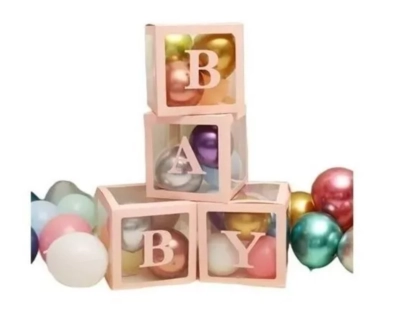 Ripley - SET 4 CAJAS CUBO PARA DECORACIÓN DE BABY SHOWER CON GLOBOS