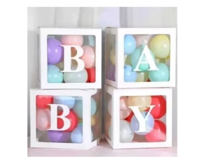 Ripley - SET 4 CAJAS CUBO PARA DECORACIÓN DE BABY SHOWER CON GLOBOS