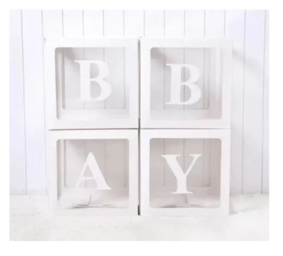 Ripley - SET 4 CAJAS CUBO PARA DECORACIÓN DE BABY SHOWER CON GLOBOS