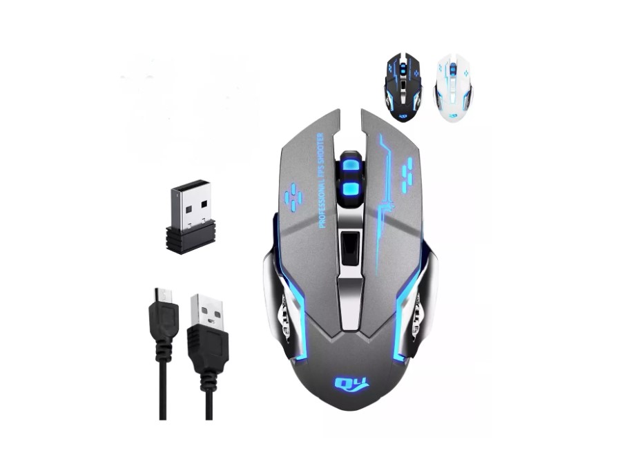 Ripley - MOUSE INALÁMBRICO GAMER SILENCIOSO Y RECARGABLE CON LUZ LED GRIS