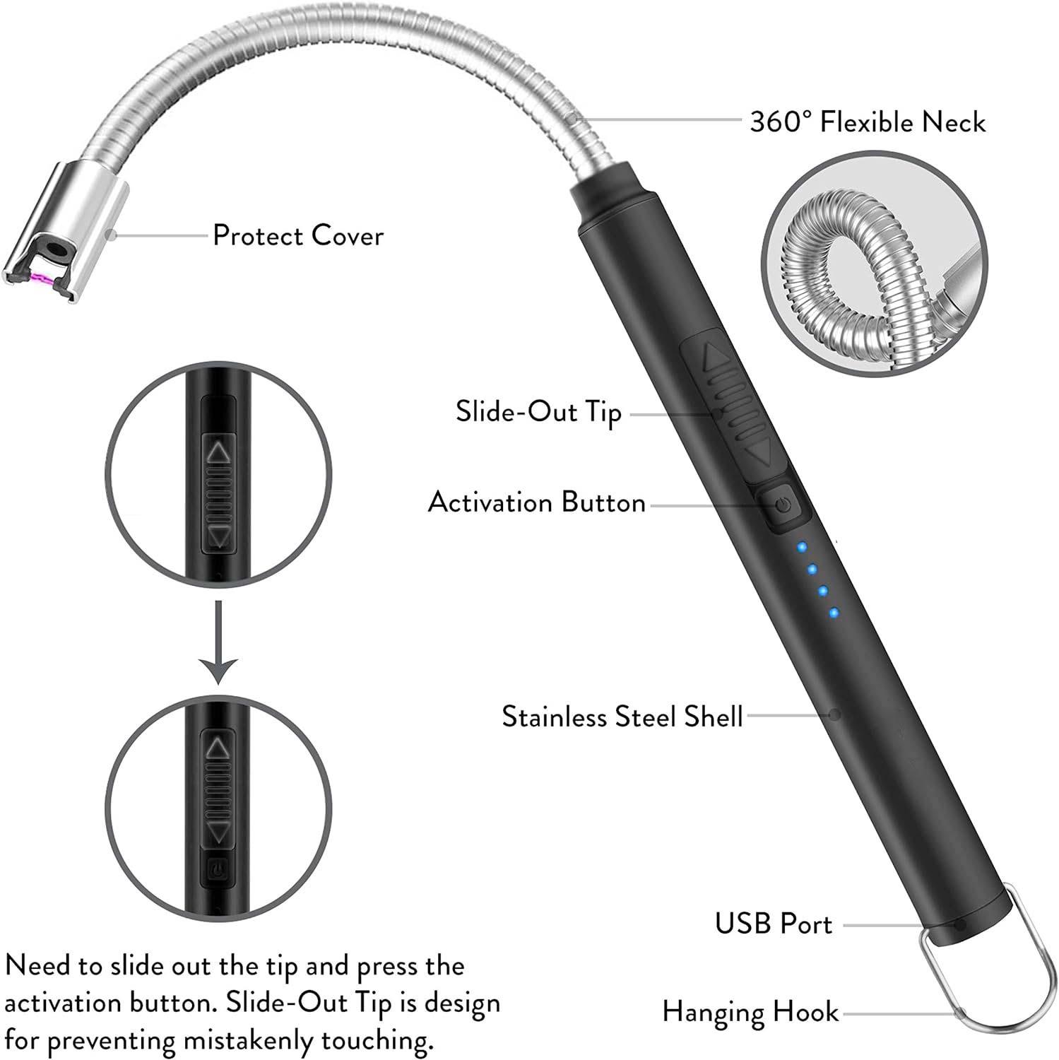CHISPERO ENCENDEDOR COCINA RECARGABLE USB MECHERO ELECTRICO FLEXIBLE ...