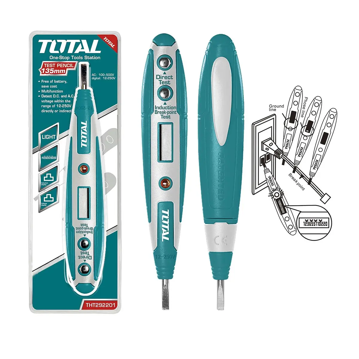 PROBADOR CORRIENTE DIRECTA TESTER DIGITAL MULTITESTER TOTAL