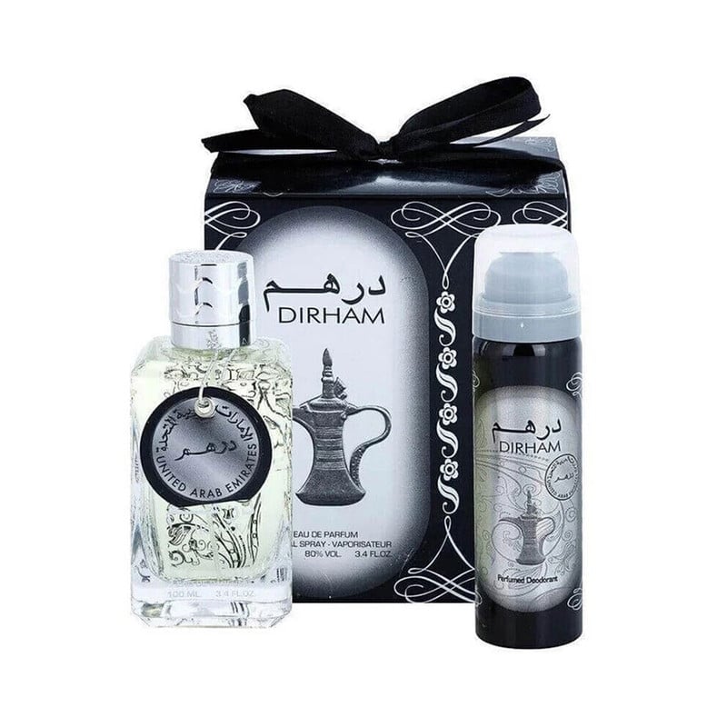 PERFUME UNISEX DIRHAM EDP 100 ML + DEO SPRAY 50 ML SET DE 2 PCS