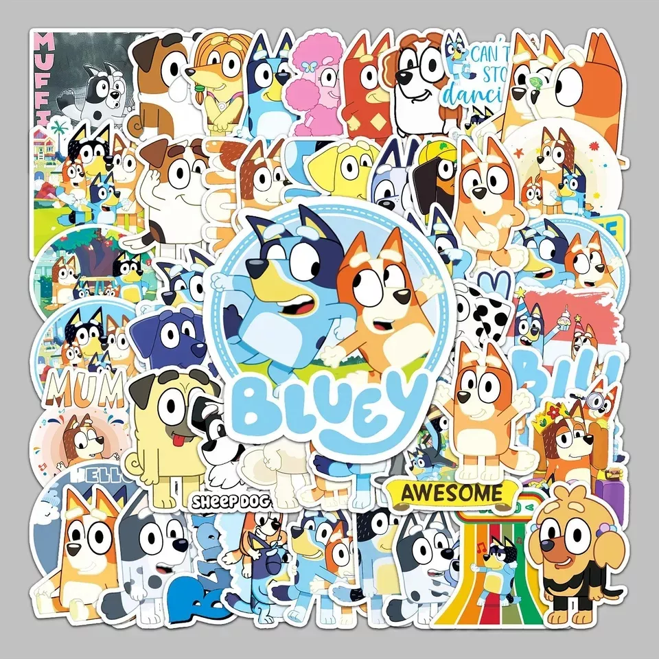 SET DE STICKERS PEGATINAS DE BLUEY 50 UN. 4-7 CM NUEVOS