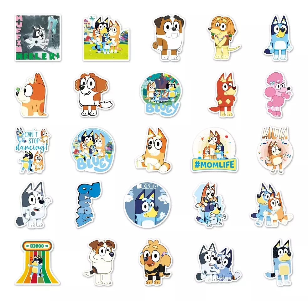 SET DE STICKERS PEGATINAS DE BLUEY 50 UN. 4-7 CM NUEVOS
