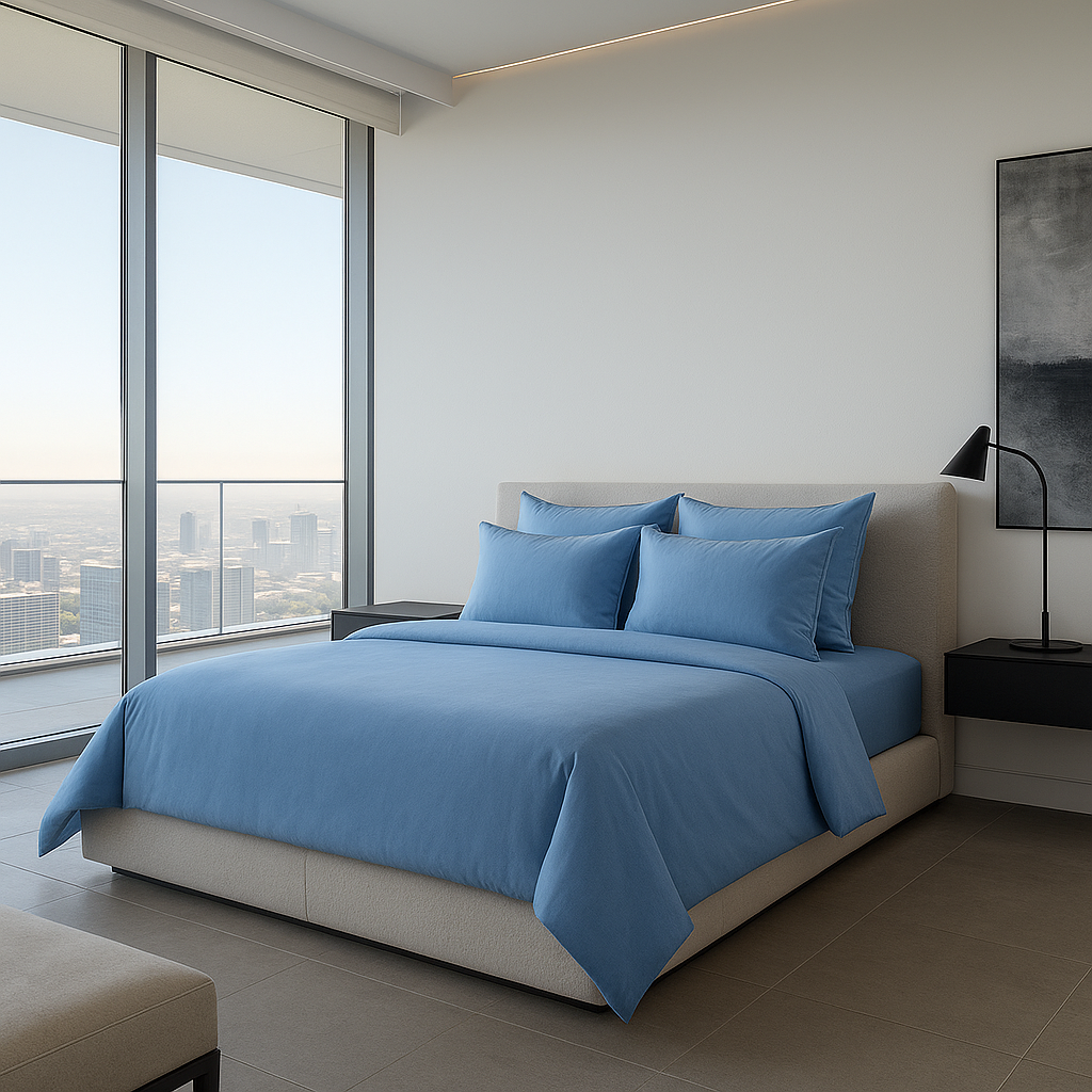 SET DE SABANAS SIGNATURE 800 HILOS AZUL CELESTE 2 PLAZAS