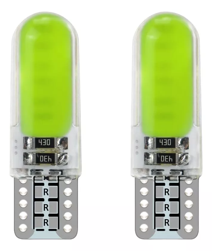 PAR AMPOLLETAS LED COLA PEZ COLOR, POSICIÓN T10 W5W 12V VERD