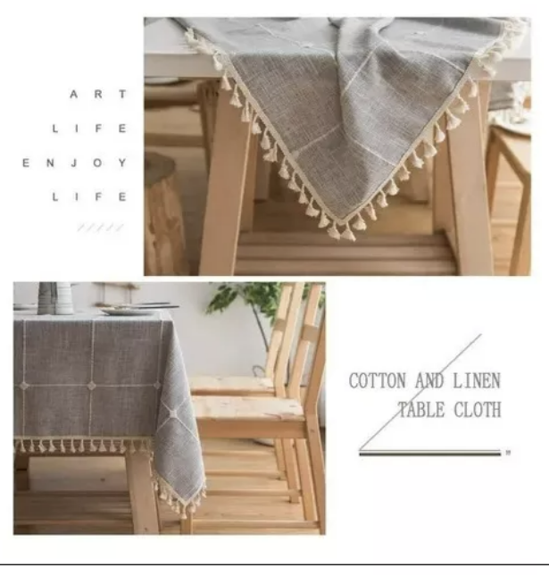 MANTEL RECTANGULAR MANTEL DE LA MESA BORLA ALGODÓN 145X220CM