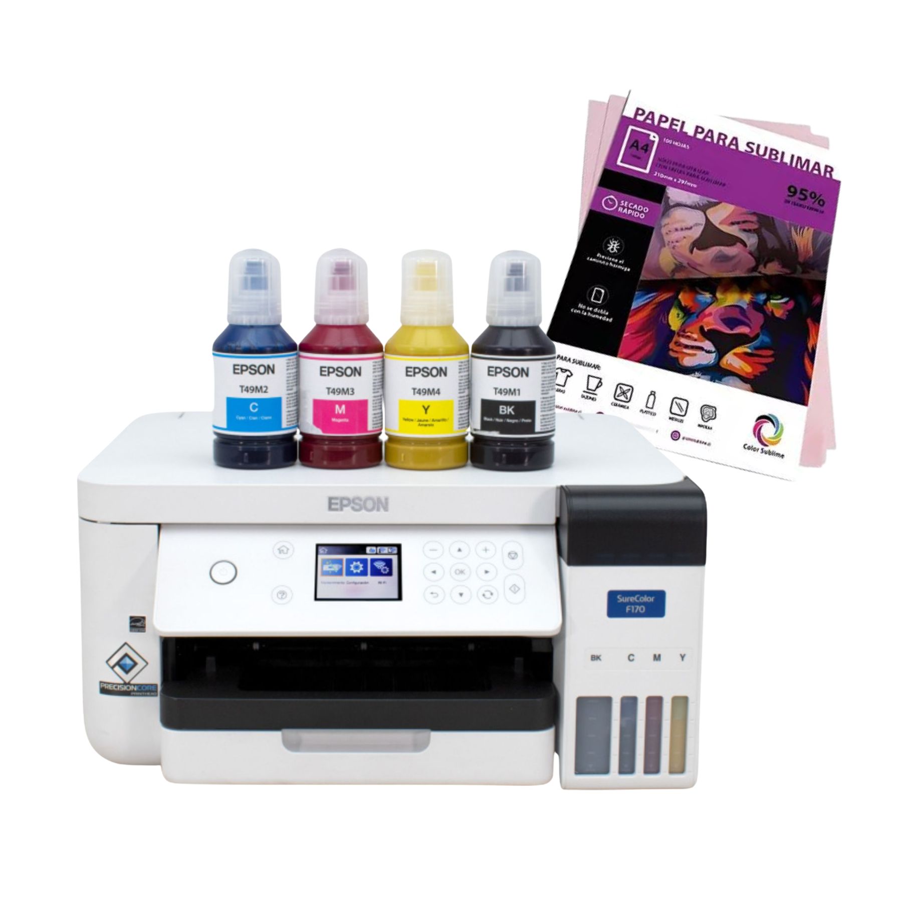 IMPRESORA EPSON SUBLIMACIÓN F170 + PAPEL SUBLIMACION 100 UND.