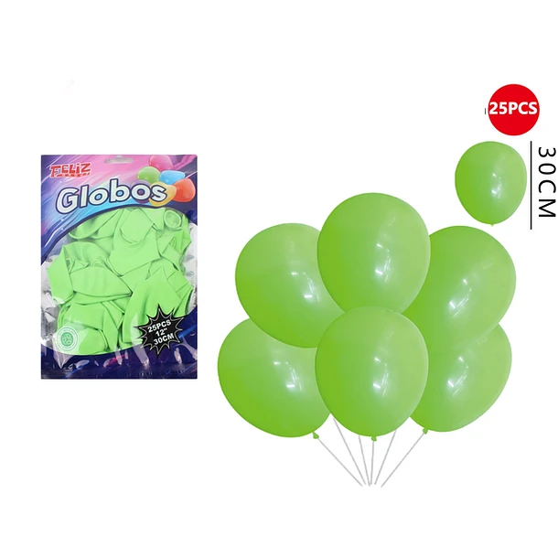 GLOBOS VERDE CLARO 30CM 25PCS