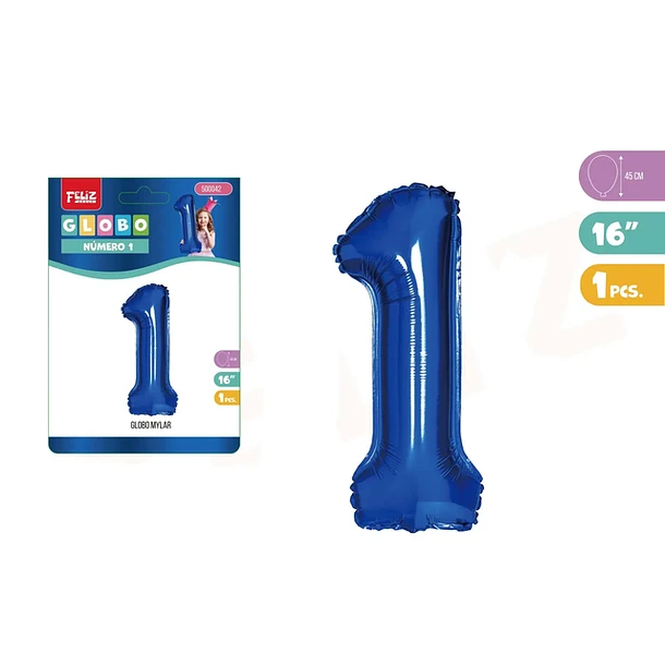 Ripley - GLOBO ALUMINIO AZUL 45CM NÚMERO 1