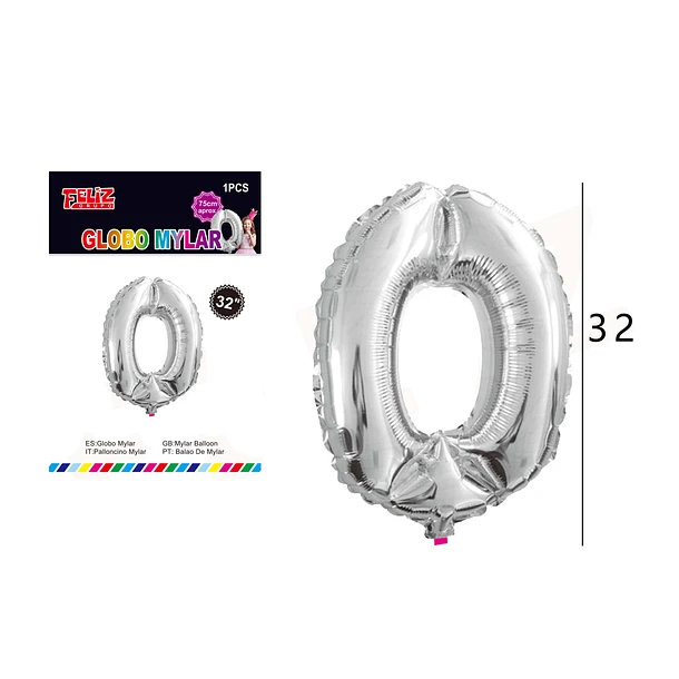 Ripley - GLOBO NÚMERO 0 PLATEADO 81 CM