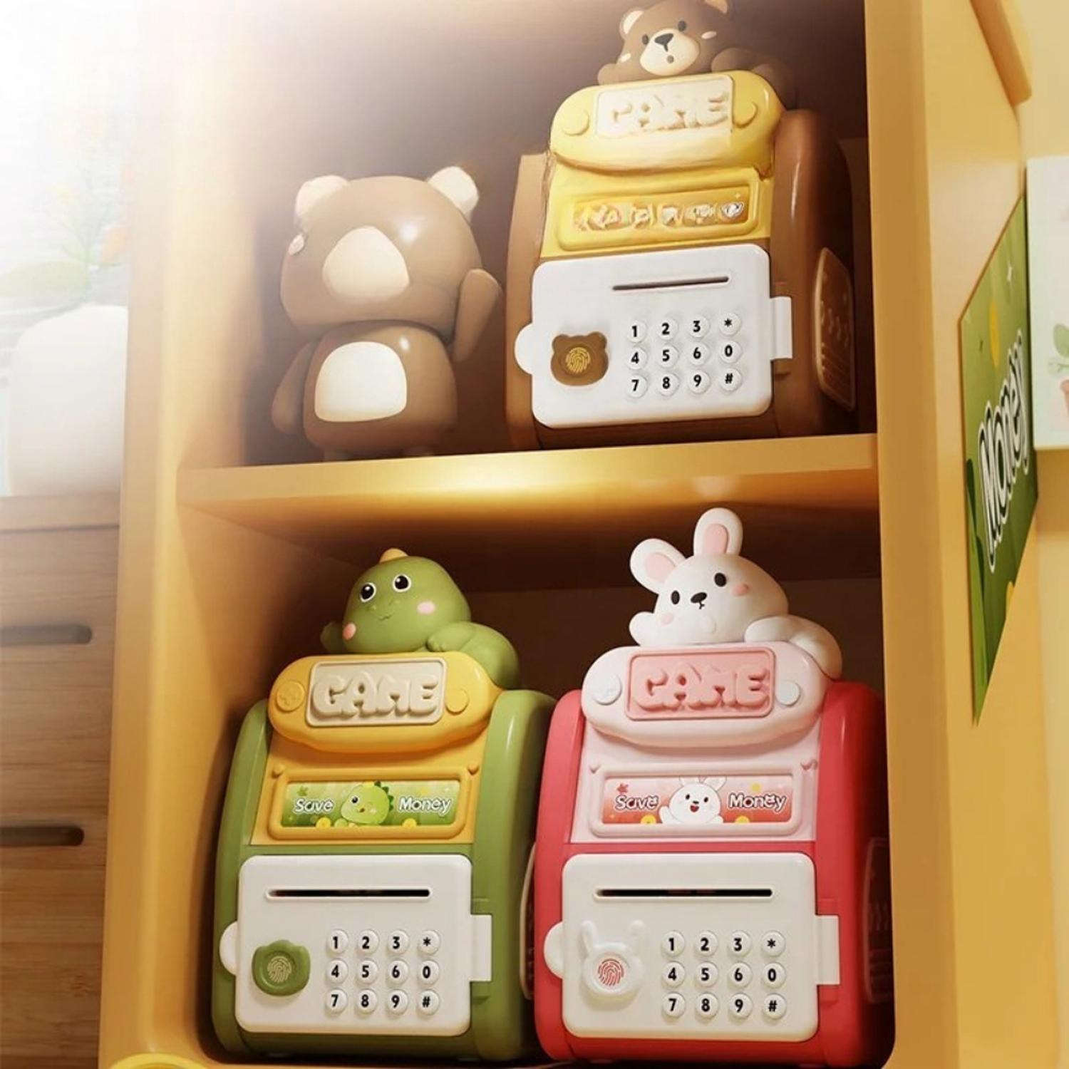 ALCANCIA CAJA FUERTE KAWAII CLAVE HUELLA DIGITAL INFANTIL