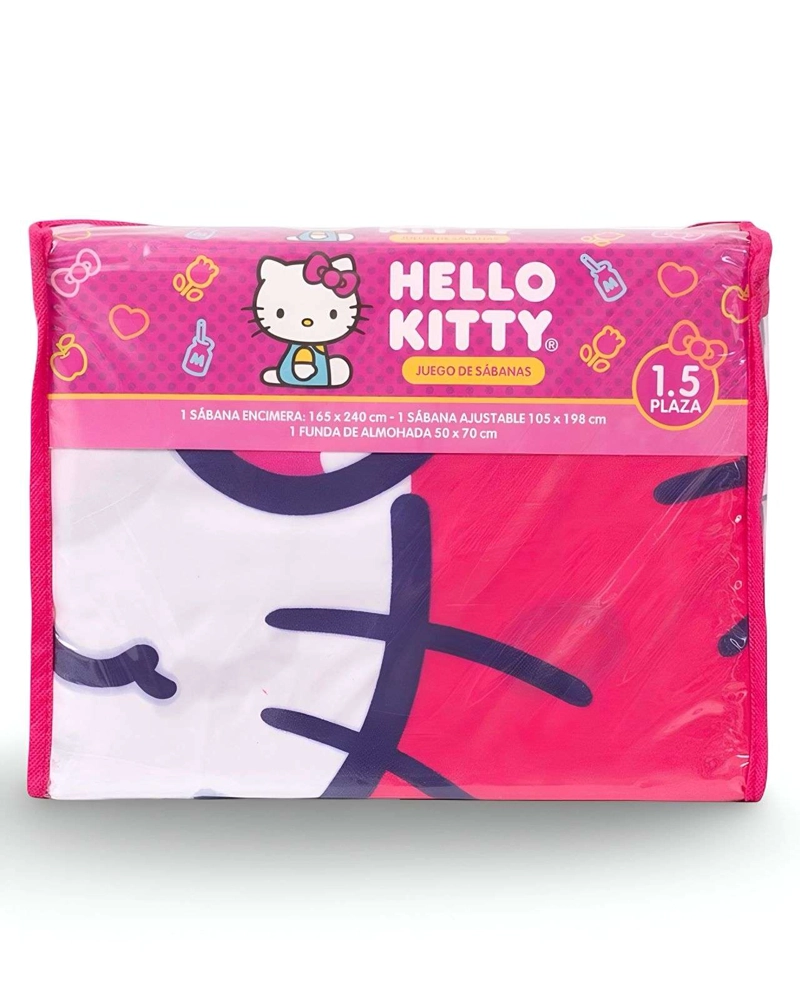 JUEGO SABANA INFANTIL HELLO KITTY PLAZA Y MEDIA MASHINI 02