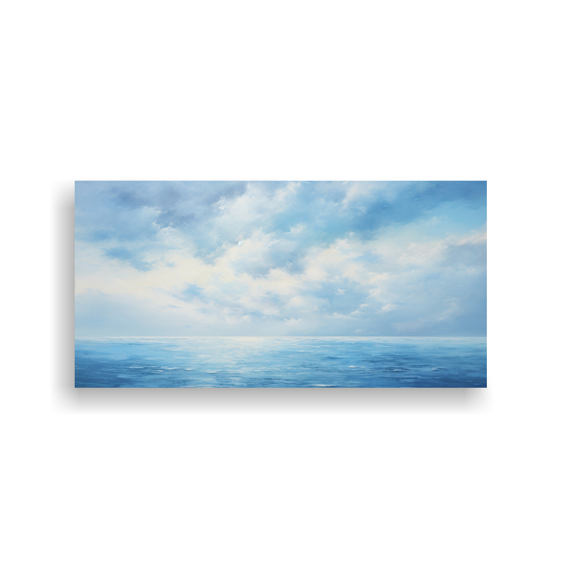 CUADRO ABSTRACTO AZUL INSPIRADO EN CIELO Y MAR 60X30 CM