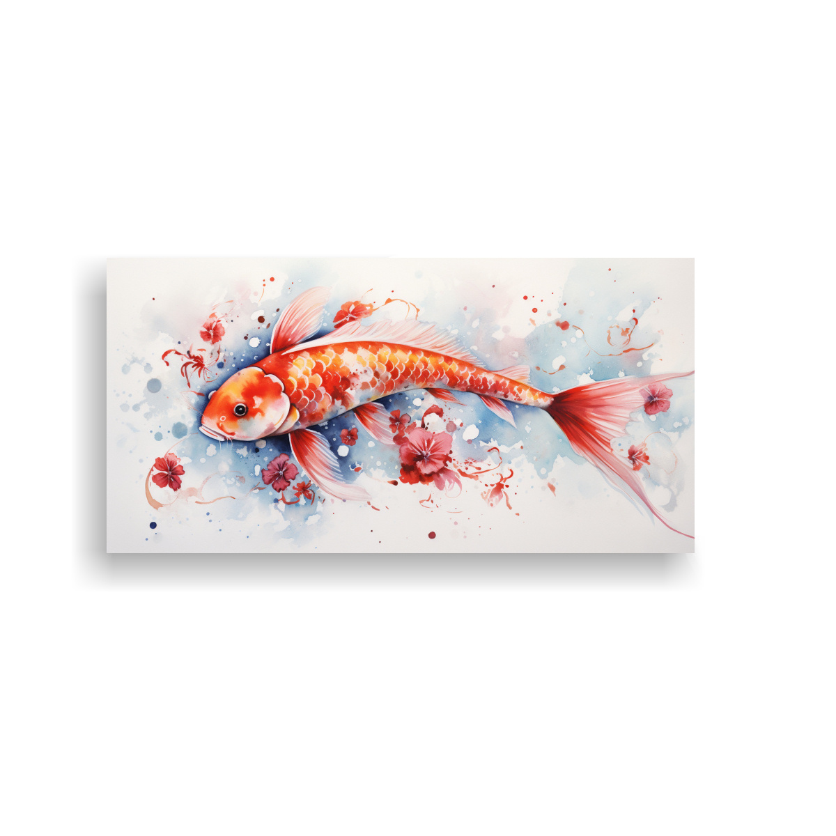 Ripley - CUADRO DE KOI FISH EN ACUARELA COLORIDA ESTILO 140X70 CM