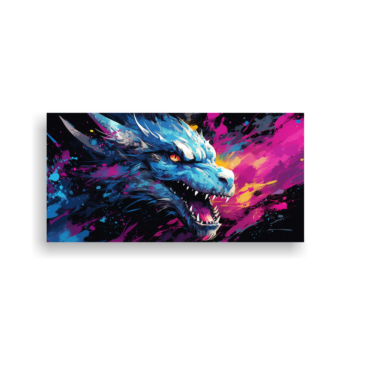 Ripley - PINTURA EN BASTIDOR: DRAGÓN EN COLORES 80X40 CM