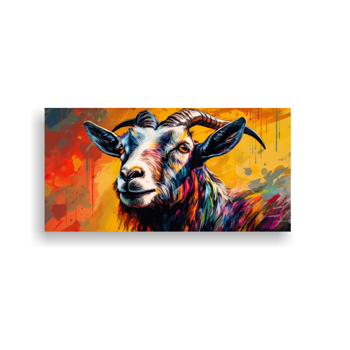 Ripley - PINTURA AL ESTILO ÓLEO COLORIDA DE UNA CABRA EN 160X80 CM