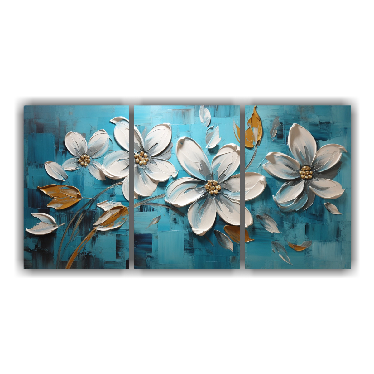 Ripley - PINTURA LLAMATIVA FLOR TURQUESA EN LIENZO ESTILO 240X120 CM